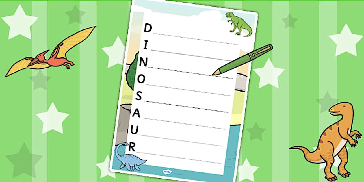 Dinosaur Acrostic Poem Template - ESL Dinosaur Resources
