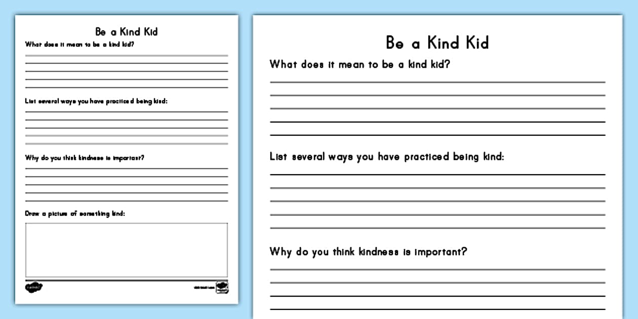 Be a Kind Kid Writing Worksheet