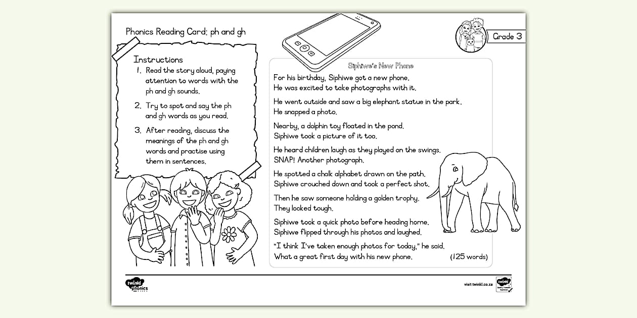 G3 Phonics - T2 - ph and gh sound - Reading Card (CAPS)