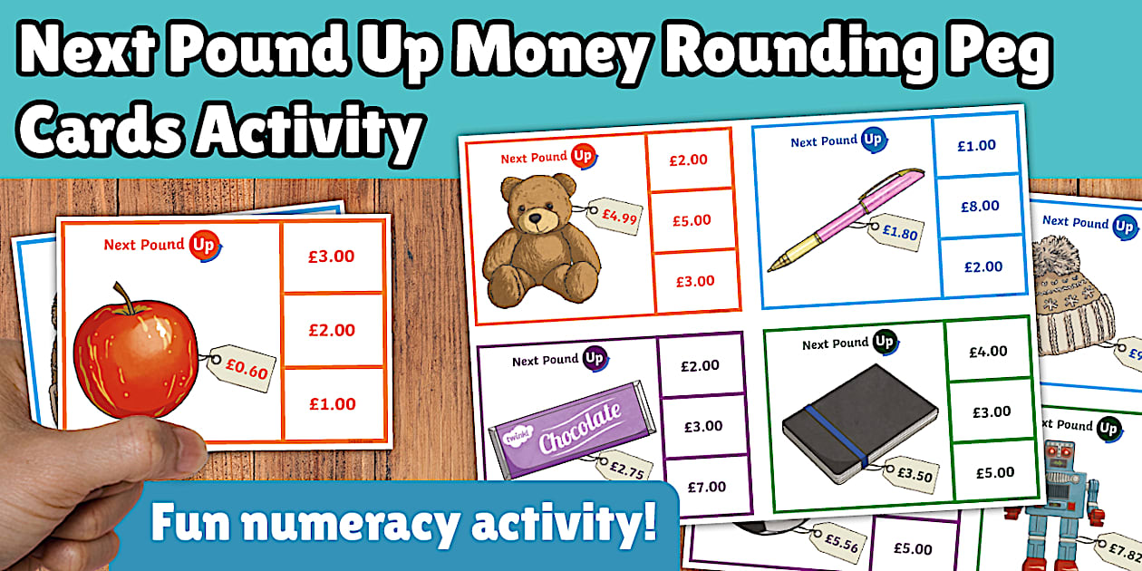 👉 Next Pound Up Money Rounding Peg Cards Activity