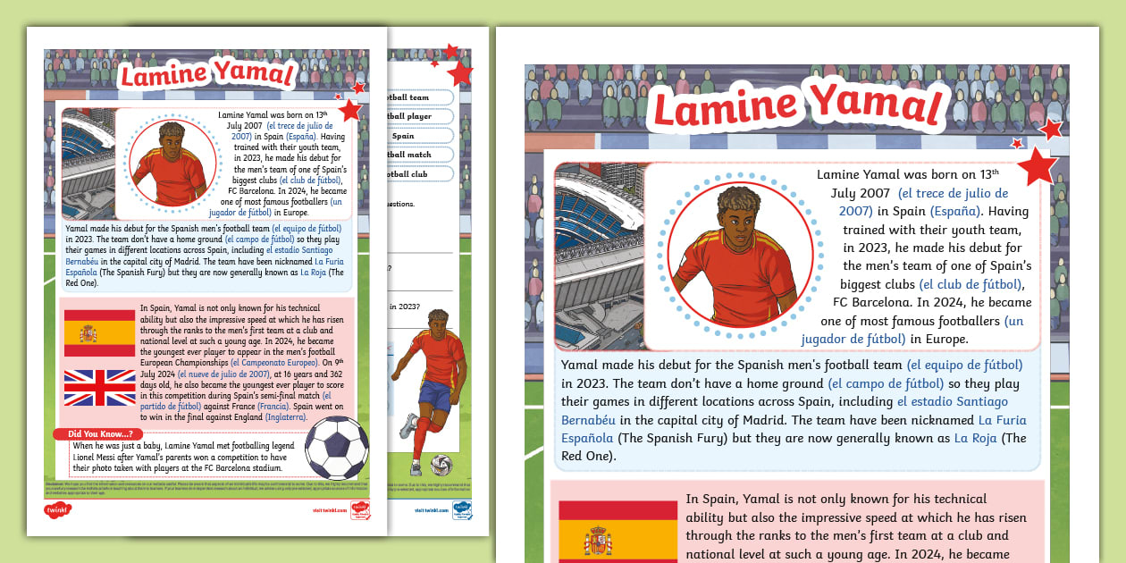 👉 Spanish: Lamine Yamal Fact File and Activity Sheet - KS2