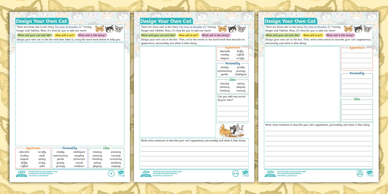 The Cats at Number 27' Design Your Own Cat Activity - Twinkl