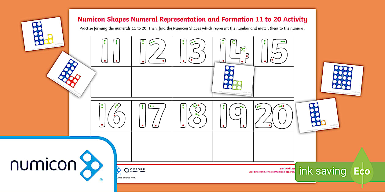 👉 Numicon Shape Number Representation and Formation 11 to 20
