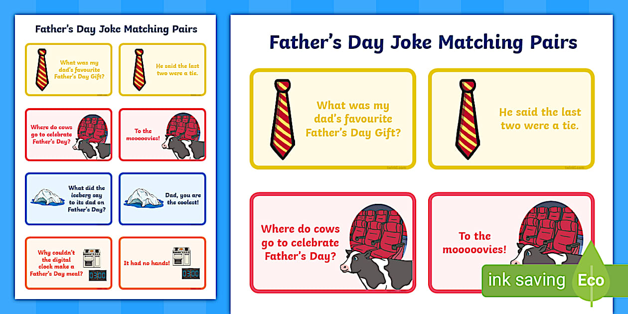 Father's Day Joke Matching Pairs (teacher made) - Twinkl