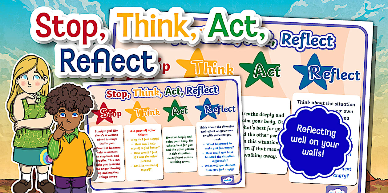 * NEW * Stop, Think, Act, Reflect - Display Poster