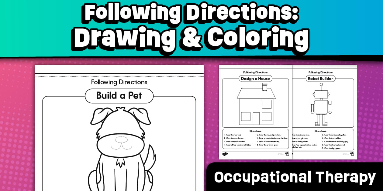 Following Directions: Fine Motor Drawing and Coloring Activities for
