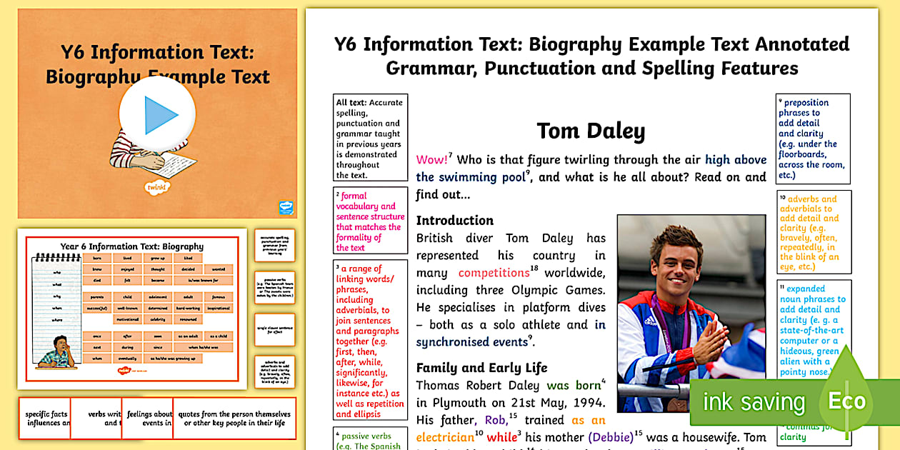 Information Texts KS2: Biography Model/Example Text - Twinkl