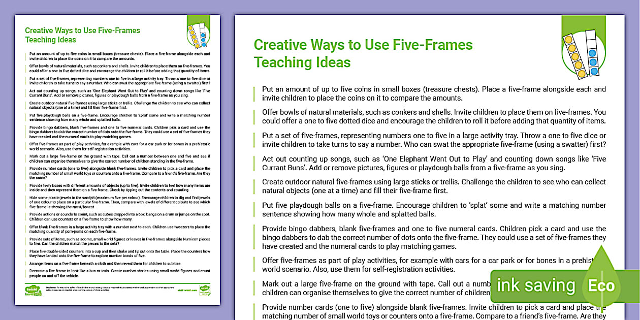 👉 EYFS Creative Ways to Use Five-Frames Teaching Ideas