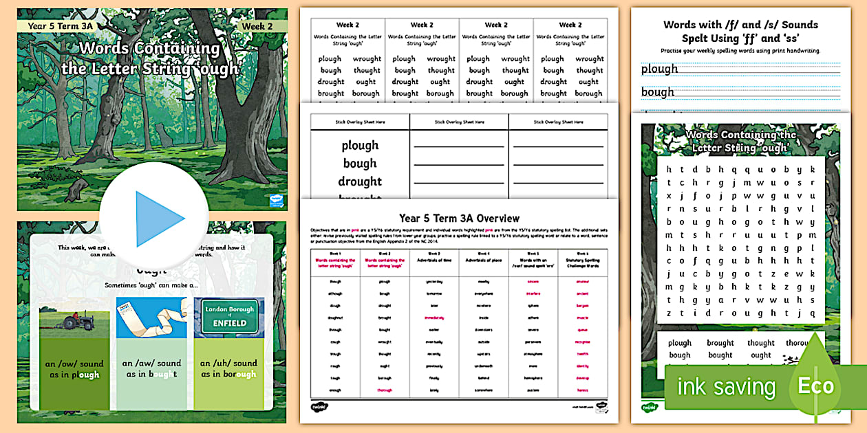 Year 5 Term 3A Week 2 Spelling Pack (Hecho por educadores)