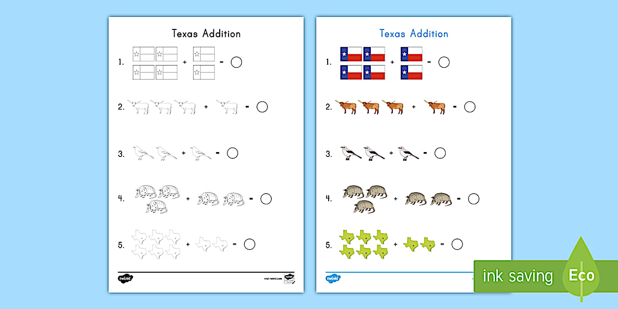 Texas Addition Worksheet | Math Resources | Twinkl USA