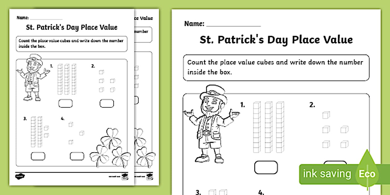 St. Patrick's Day Place Value Activity Sheet (teacher made)