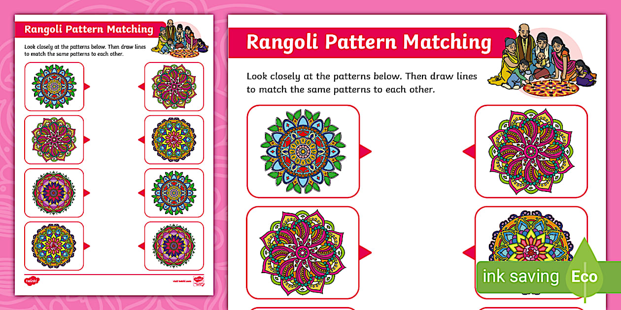 Rangoli Pattern Matching Activity,Diwali,rangoli - Twinkl