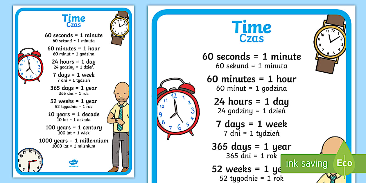 Time Display Poster English/Polish (teacher made) - Twinkl