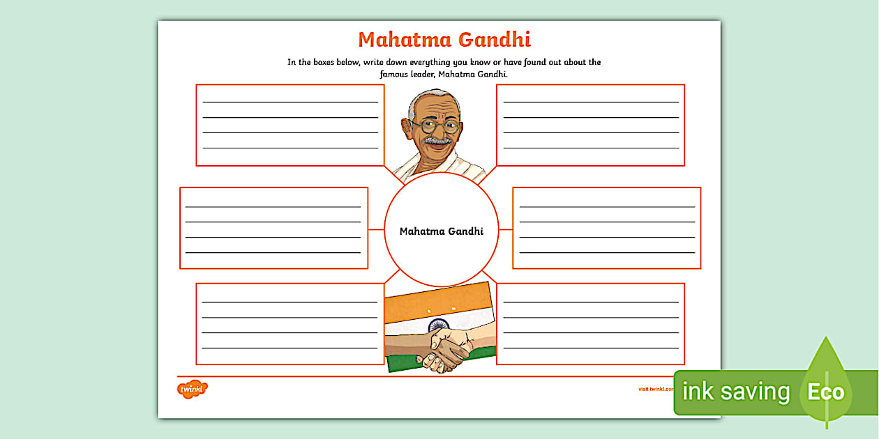 Mahatma Gandhi Mind Map (teacher made) - Twinkl