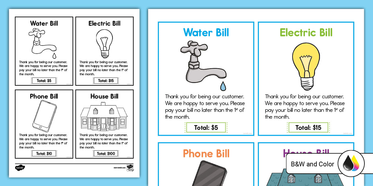 Dramatic Play Home Bills (Teacher-Made) - Twinkl