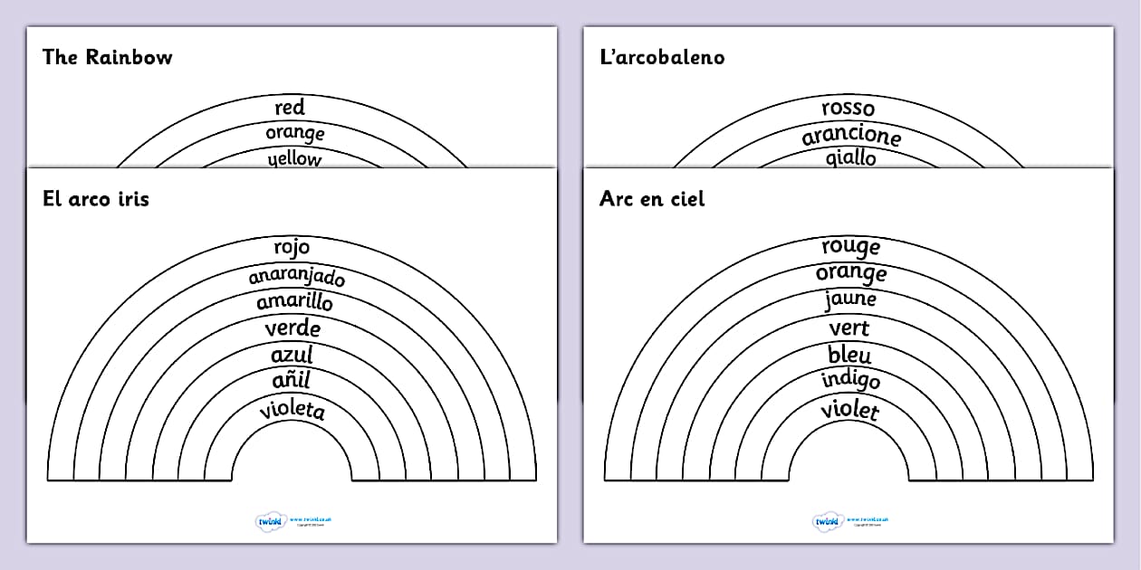 Colors of the Rainbow English French Spanish and Italian