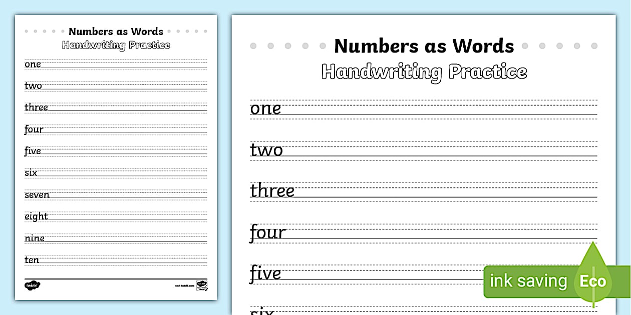 Numbers as Words Handwriting Practice (teacher made)