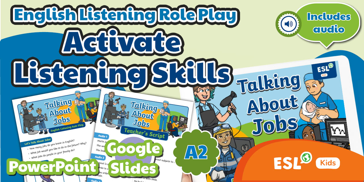 ESL English Listening Role Play: Talking About Jobs [Kids, A2]