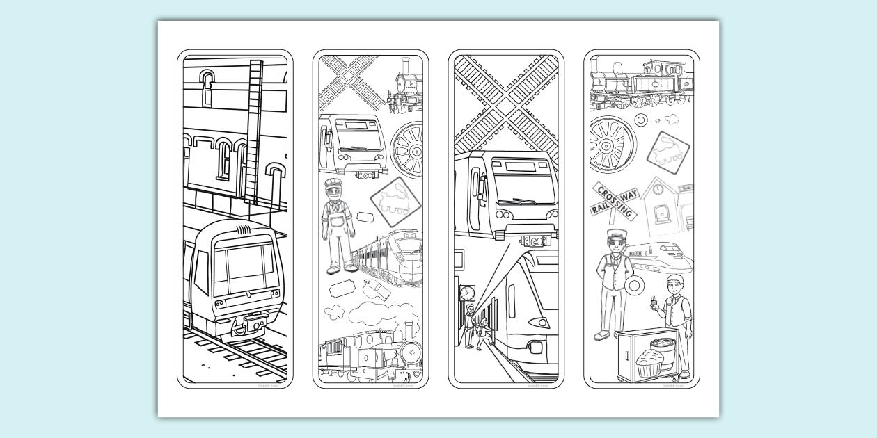 Train Colouring Bookmarks - Twinkl Bookmarks - Twinkl