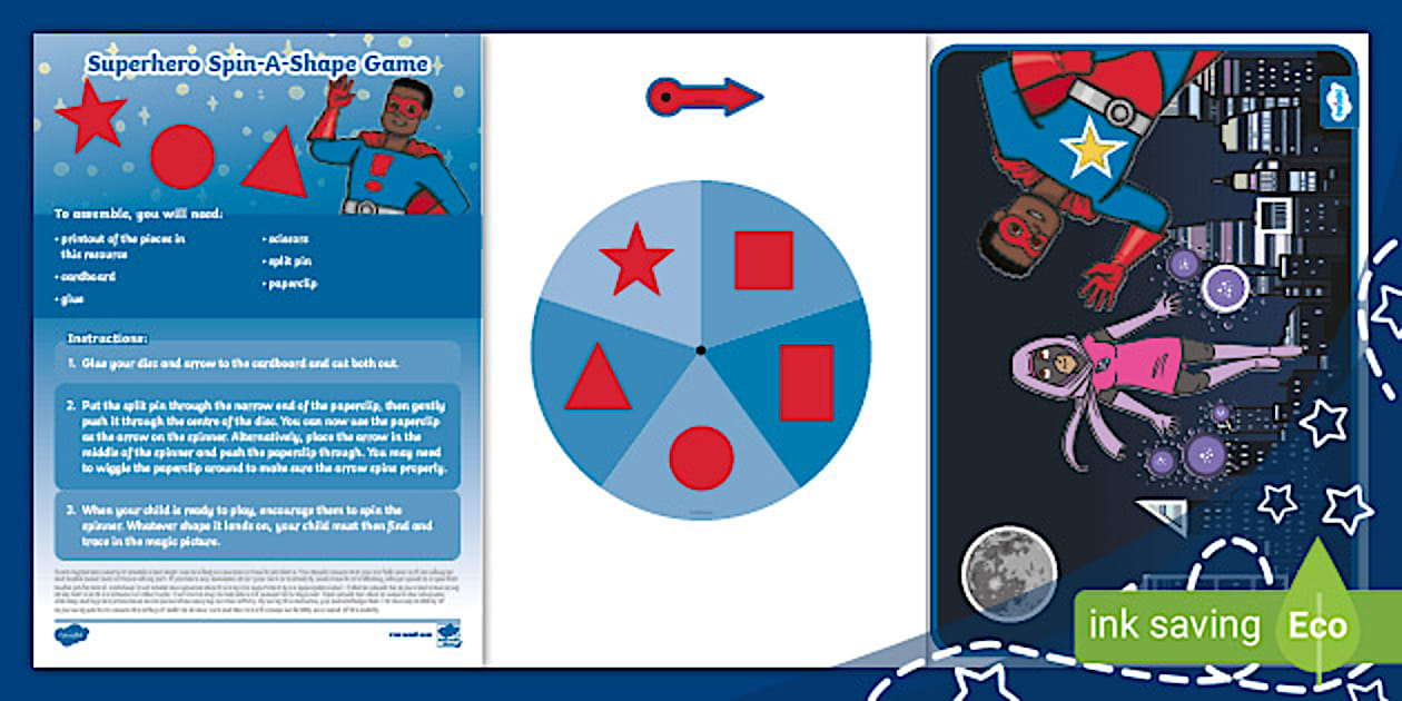 Superhero Spin-A-Shape Game (teacher made) - Twinkl