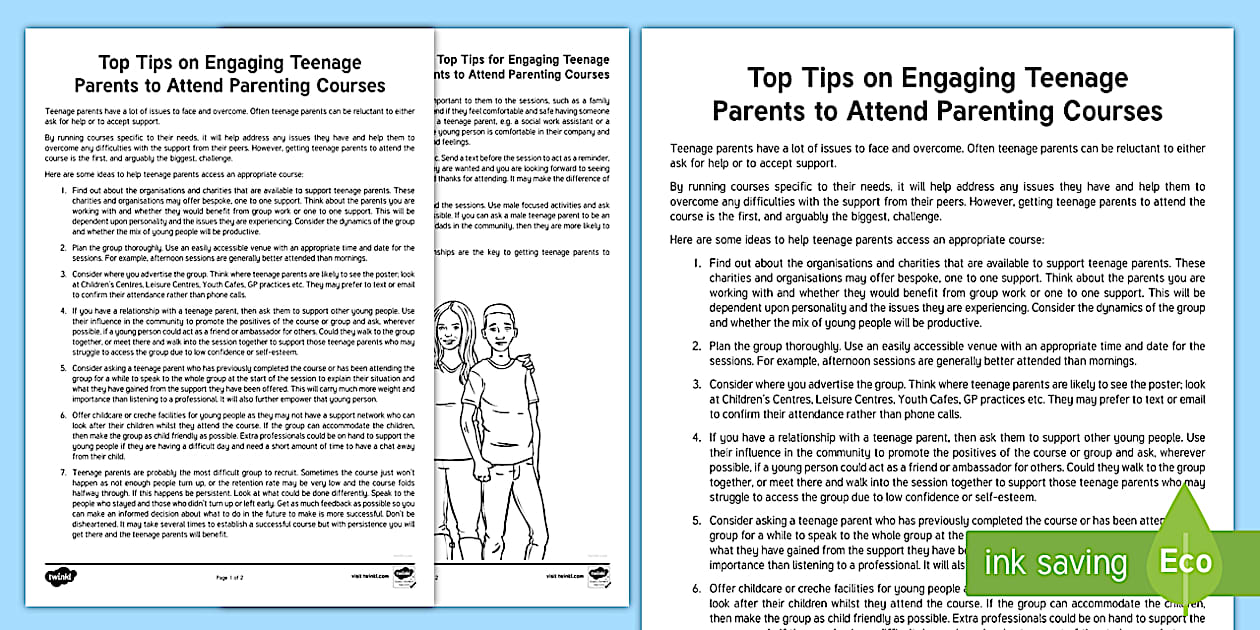 Tips on Engaging Teenage Parents to Attend a Parenting Course
