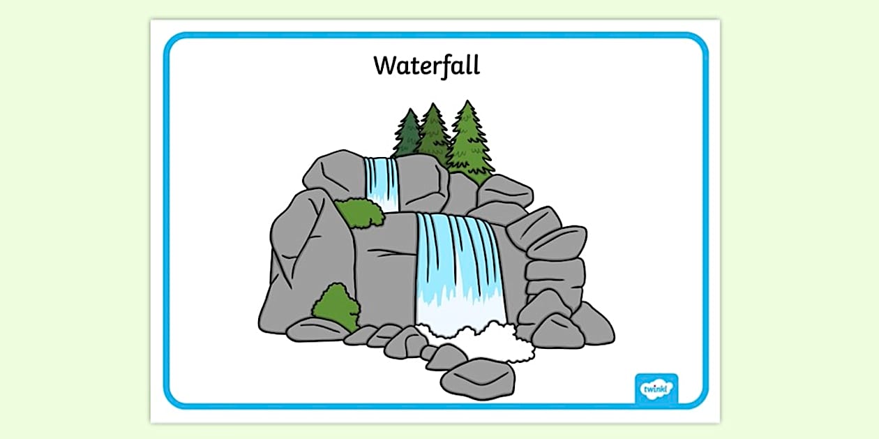 Illustrated Poster of Waterfall | Twinkl Primary Resources