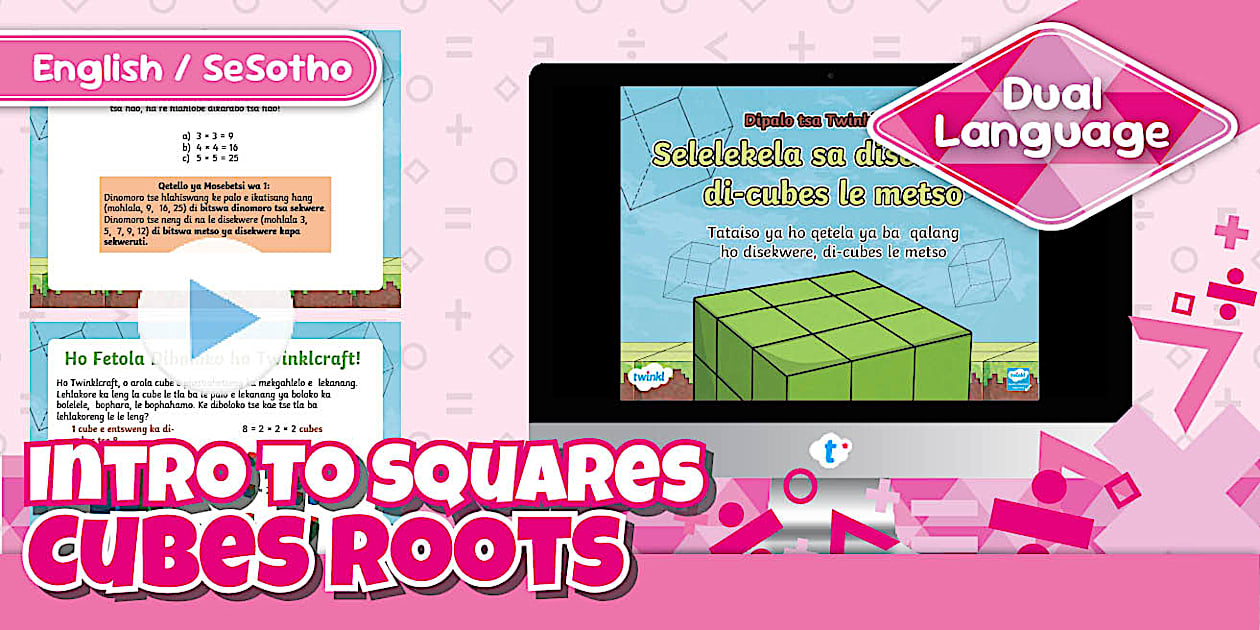 Twinklcraft Math An Intro To Squares Cubes Roots Powerpoint