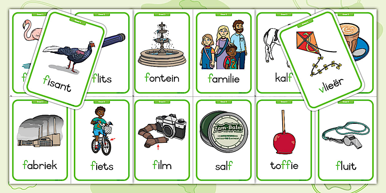 Graad 3 Klanke: Woorde met v/f Flitskaarte (teacher made)