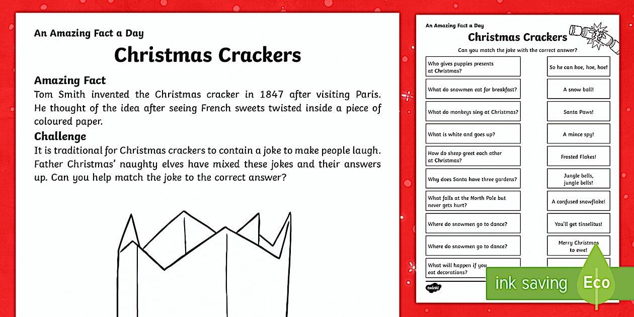 Editable Christmas Crackers Worksheet (professor feito)