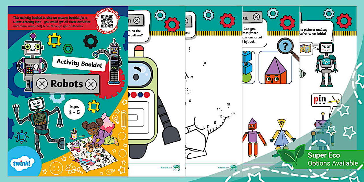 Robots Activity Booklet (Ages 3 - 5) (Teacher-Made) - Twinkl