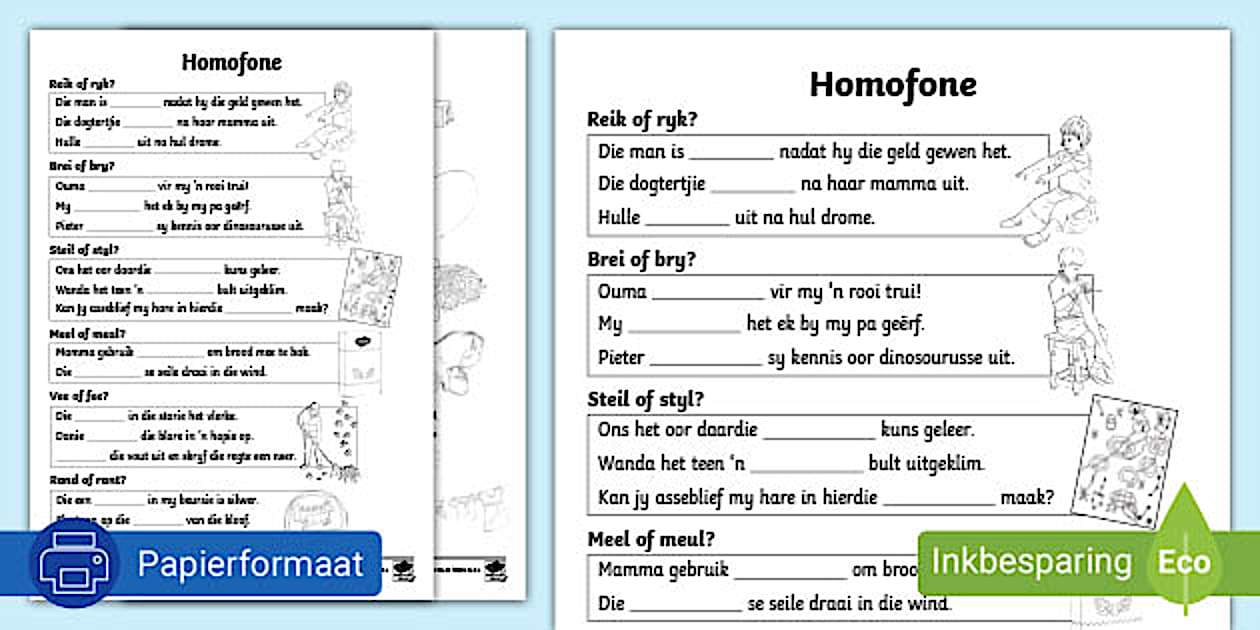 Homofone Aktiwiteit (teacher made) - Twinkl