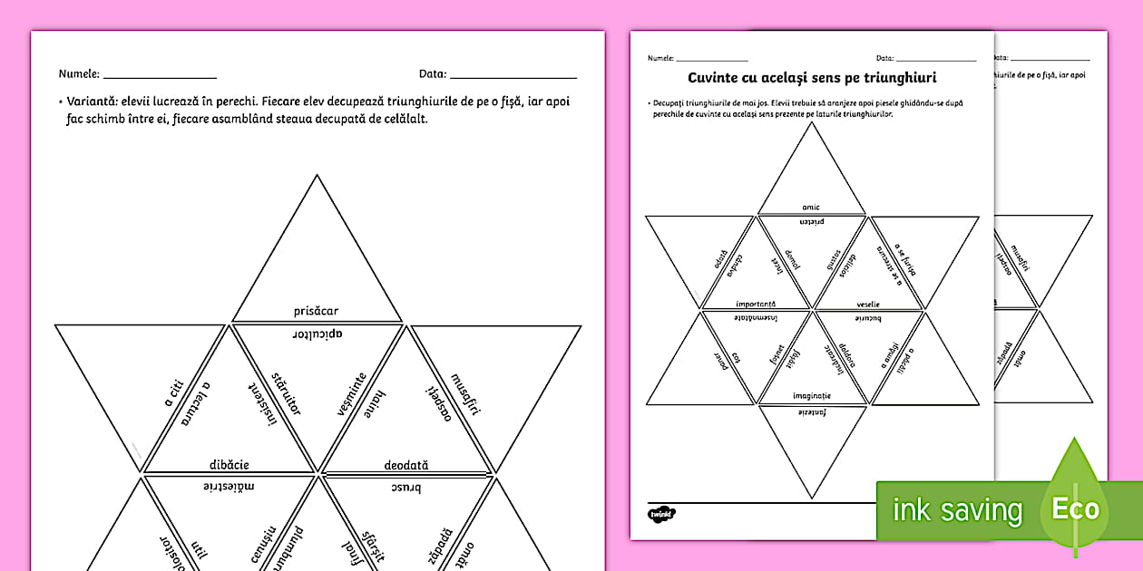Triunghiuri și sinonime Joc - Twinkl