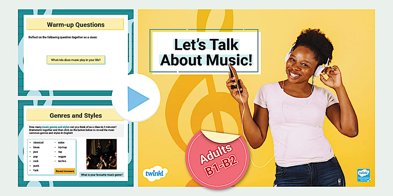 ESL Let's Talk About Music! Lesson [Adults, B1-B2] - Twinkl