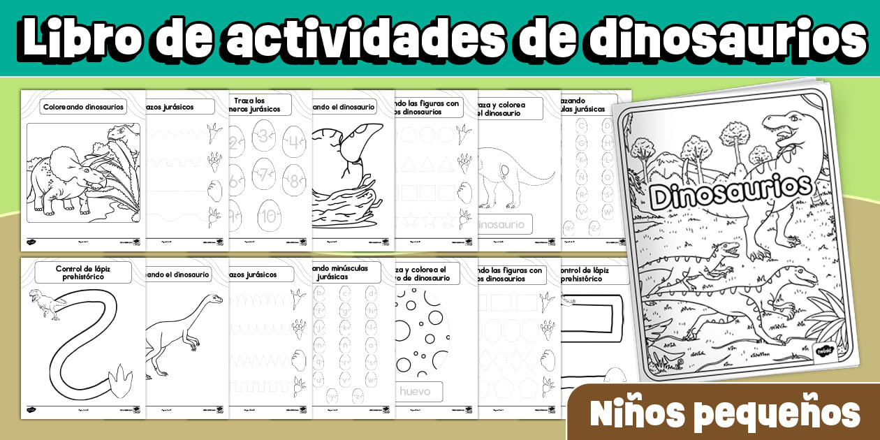 Libro de actividades de dinosaurios para niños pequeños