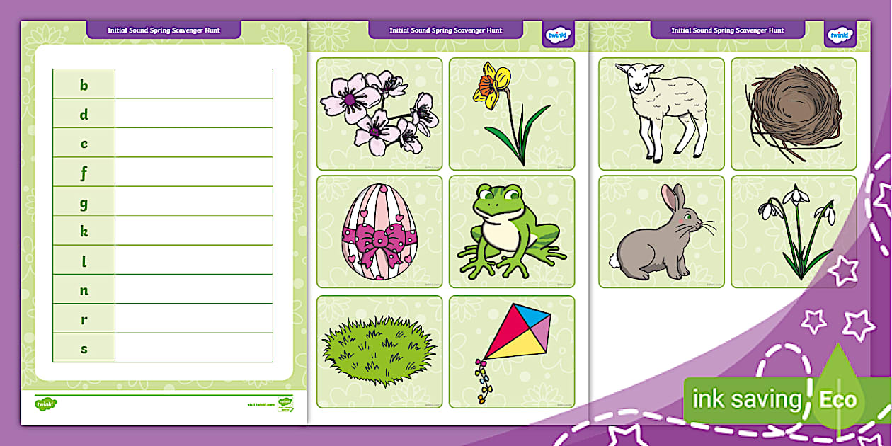Initial Sound Spring Scavenger Hunt Game | Parents Resource
