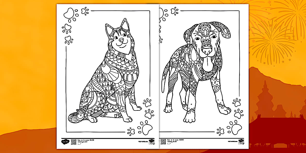 Dog Mindfulness Colouring Sheets for Early Years - Twinkl