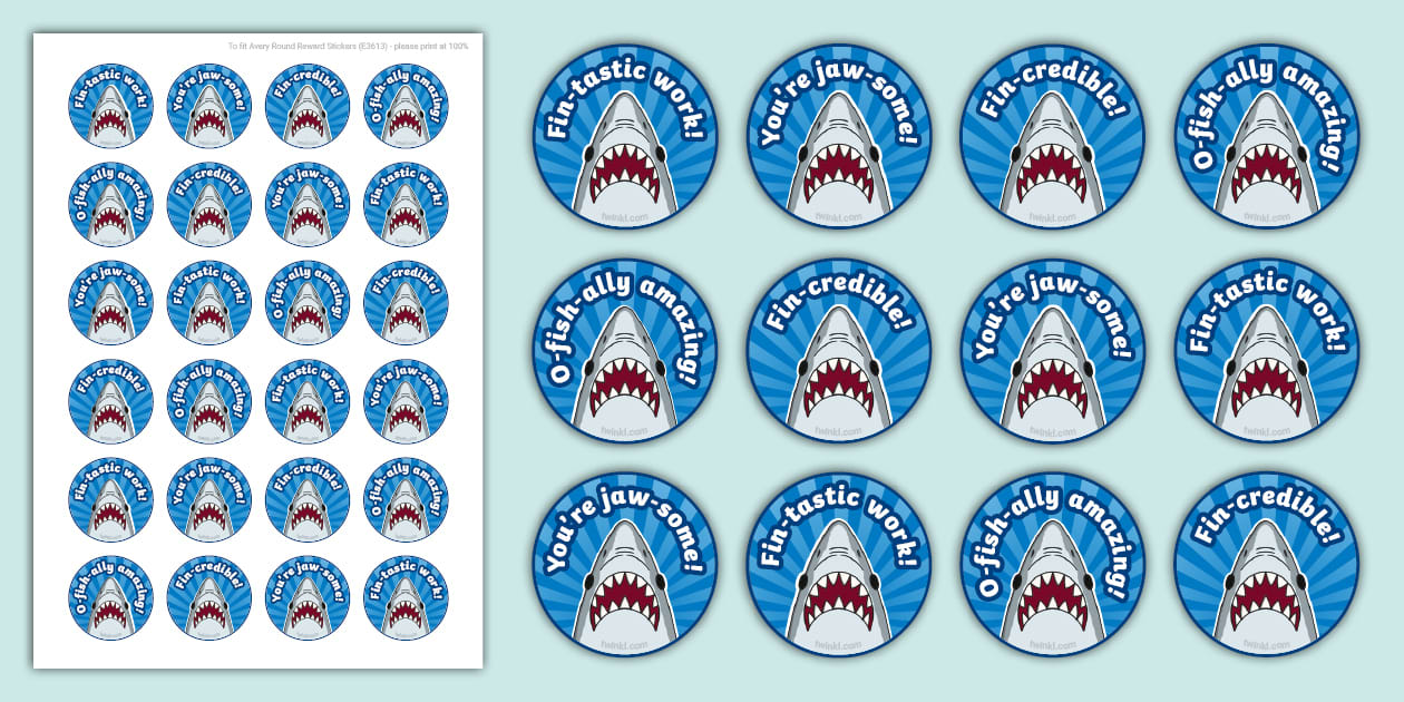 Shark Reward Stickers (Teacher-Made) - Twinkl