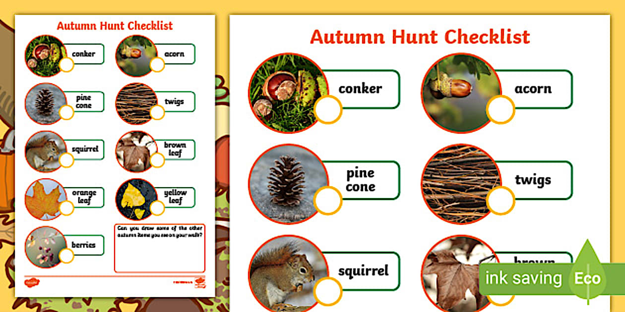 Editable Autumn Hunt Photo Checklist (professor feito)