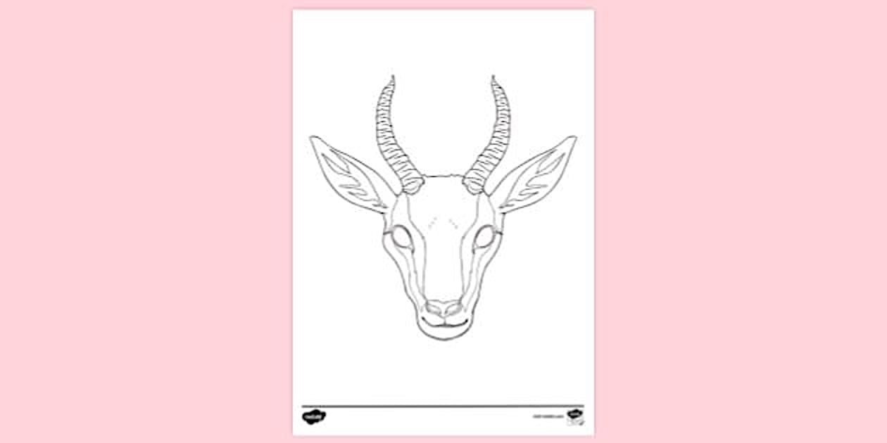 Arabian Mountain Gazelle Role Play Mask Colouring Sheets