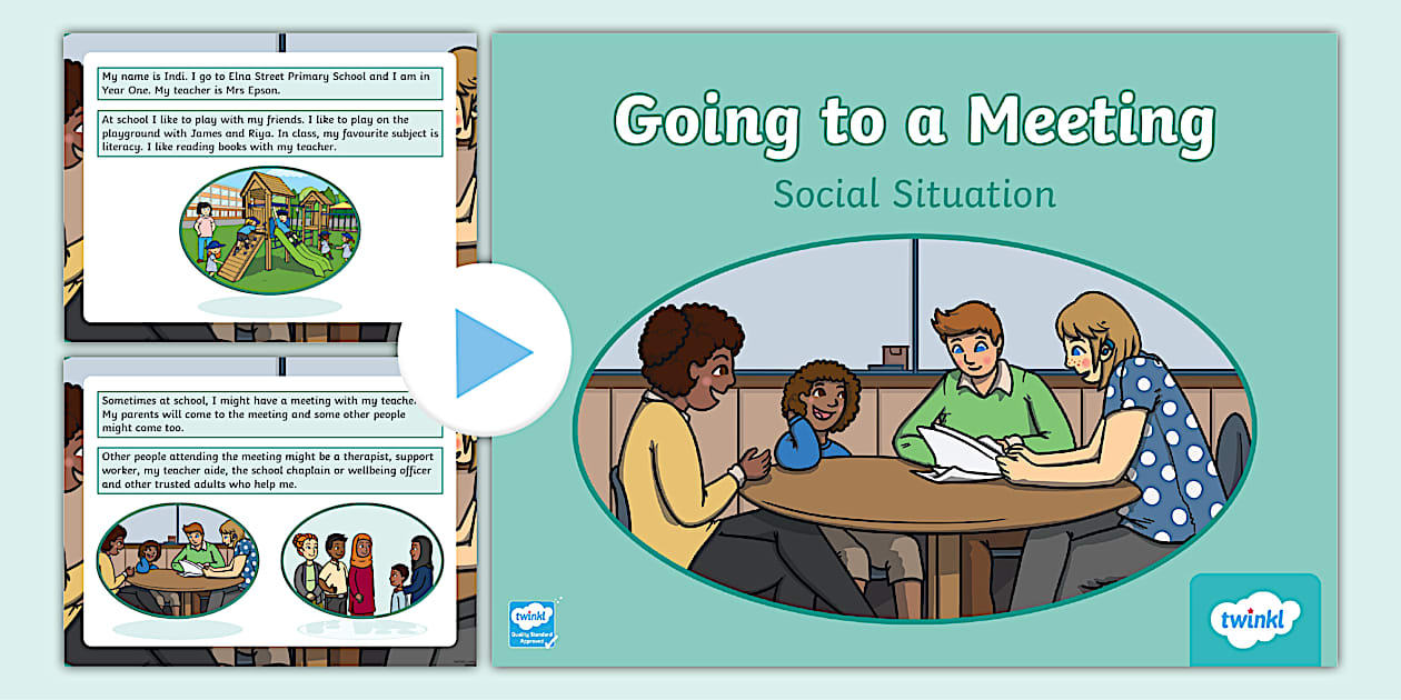 Going to a Meeting Social Situation PowerPoint - Twinkl