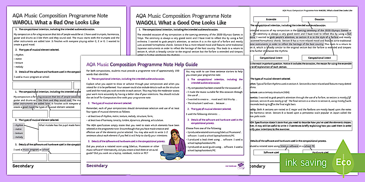 AQA GCSE Music Programme Note Activity Pack - Twinkl