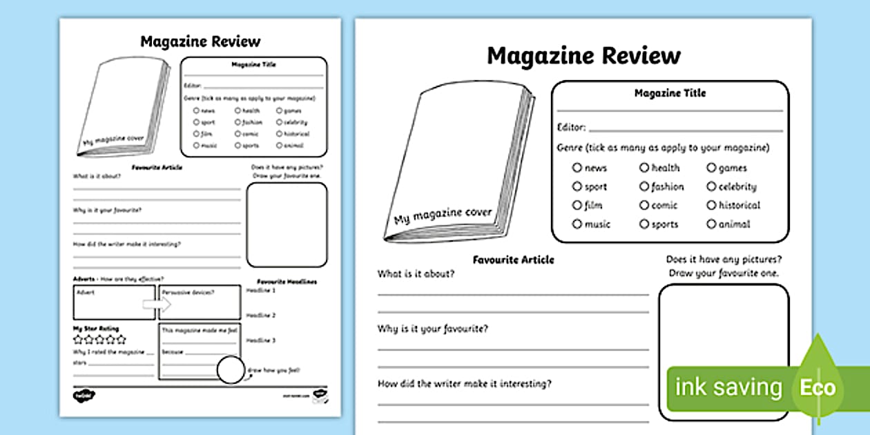 In Depth Magazine Review Writing Template (teacher made)