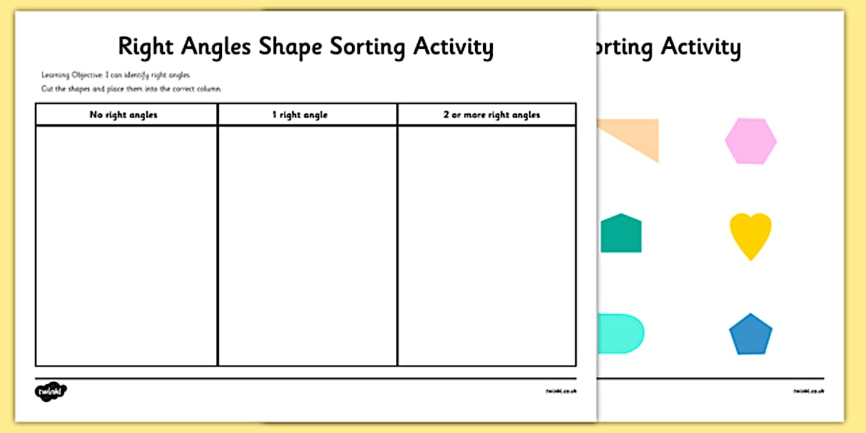 Right Angles Shape Sorting Activity - Twinkl