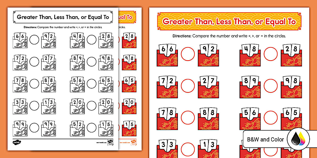 First Grade Chinese New Year Comparing Two-Digit Numbers