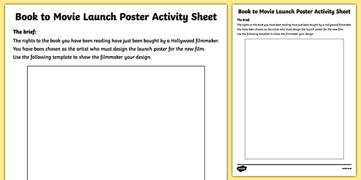 Book to Movie Launch Poster Worksheet / Worksheet, worksheet