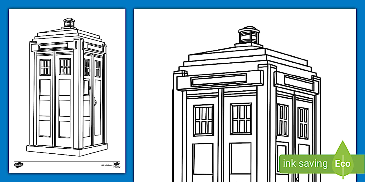 Police Box Colouring Page (teacher made) - Twinkl