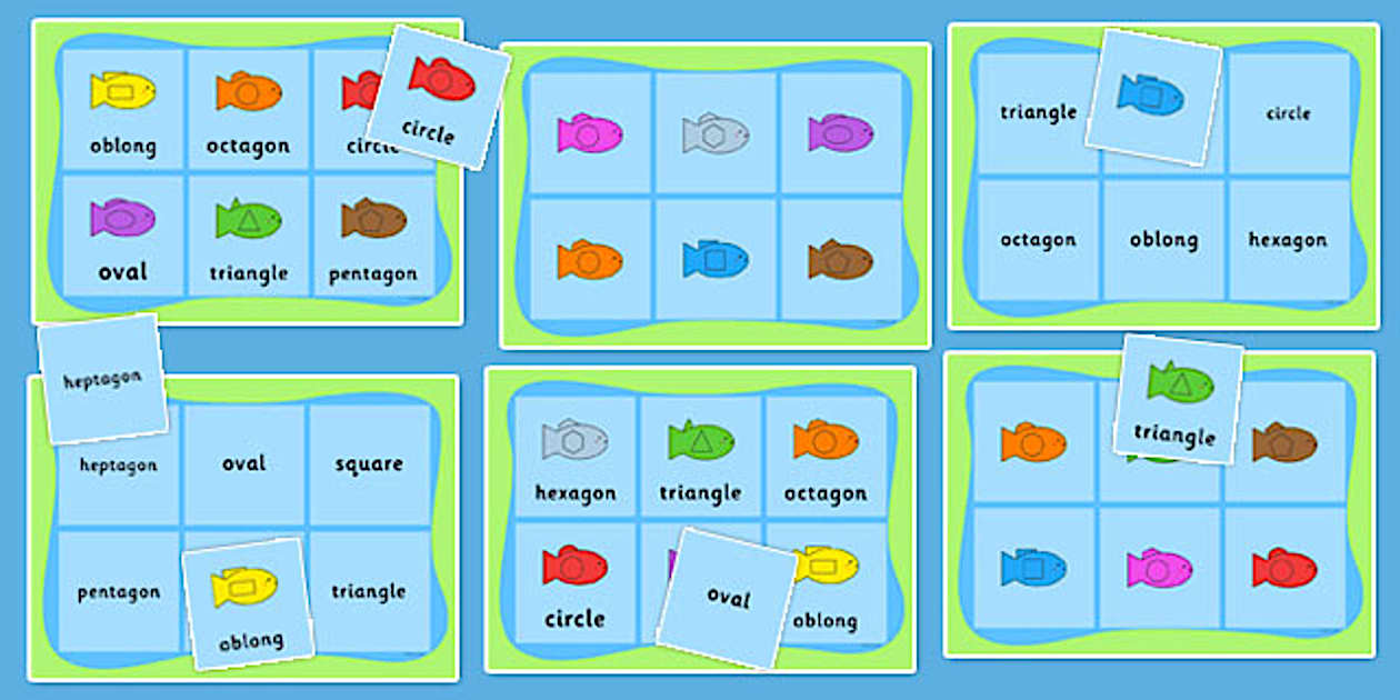 Shape and Colour Fishing Bingo and Lotto Game (teacher made)