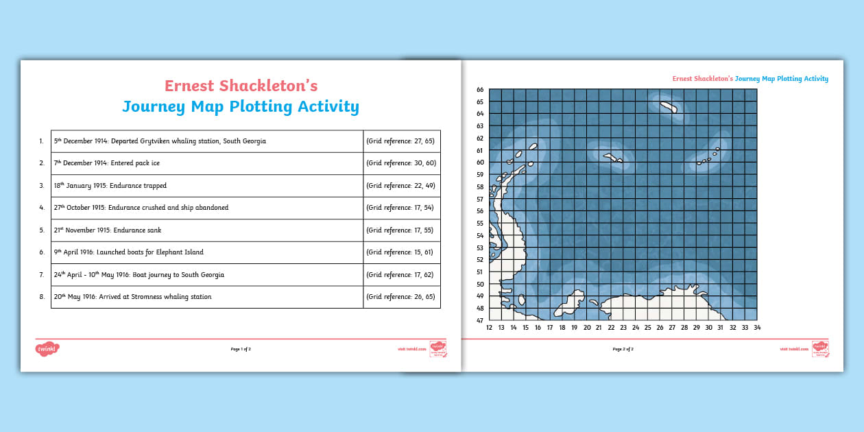 Ernest Shackleton's Journey Map Plotting Activity - Twinkl