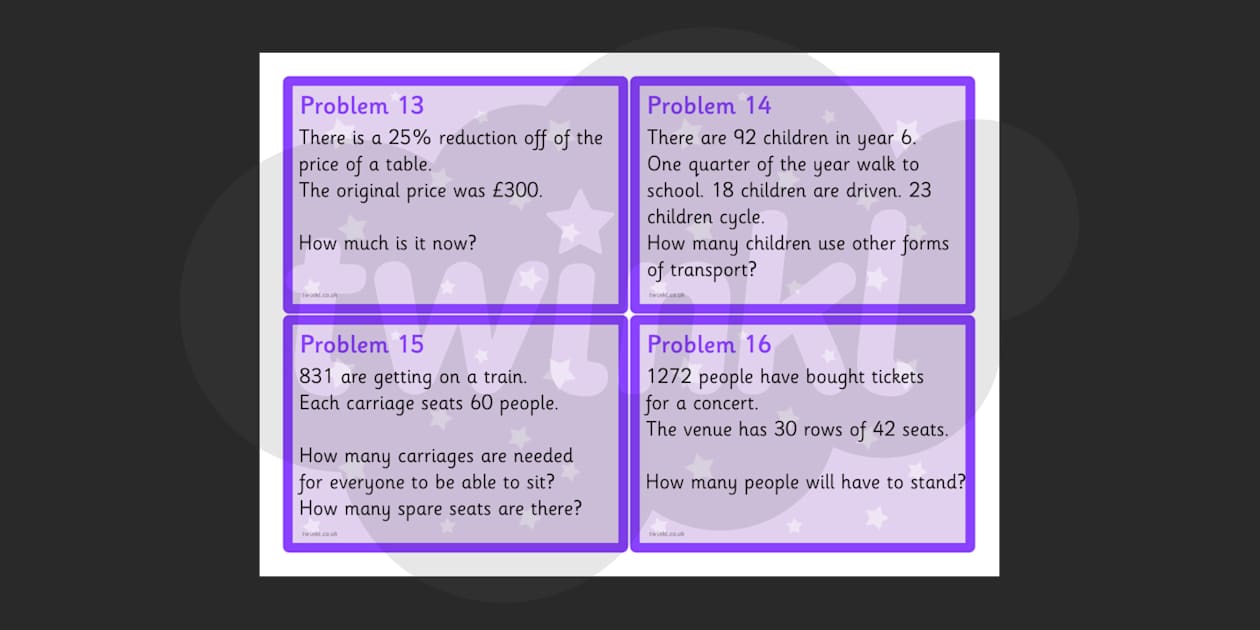 written maths problems year 6
