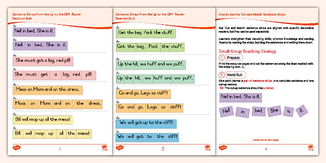 Read and Build Sentence Strips: Up to the Cliff (CAPS Aligned)